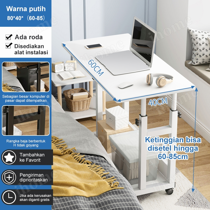 Jual Meja Laptop Lipat Adjustable dengan Roda Meja Belajar Portable ...