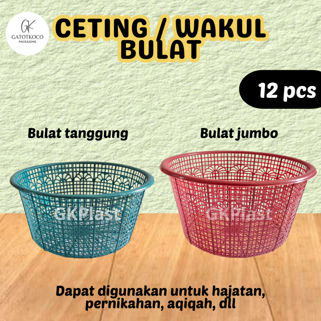 Jual (12 Pcs) Ceting/Wakul Bulat/ceting hajatan/keranjang nasi plastik ...