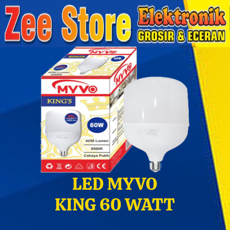 Jual LAMPU LED MYVO KING 60 WATT CAHAYA PUTIH T BULB GARANSI 1 TAHUN ...
