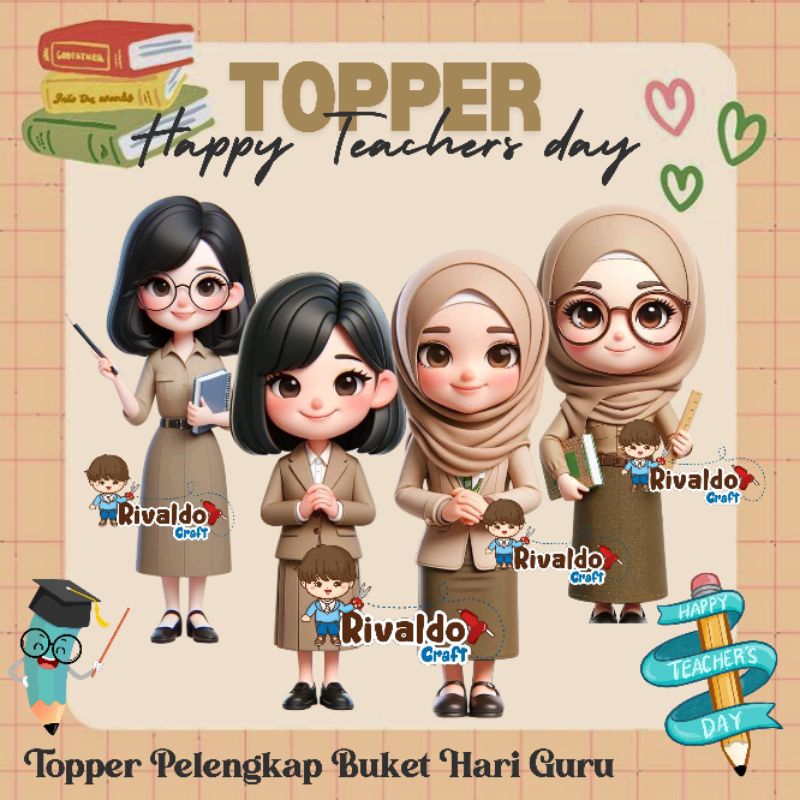 Jual Topper Buket Hari Guru versi guru perempuan 1 | Shopee Indonesia