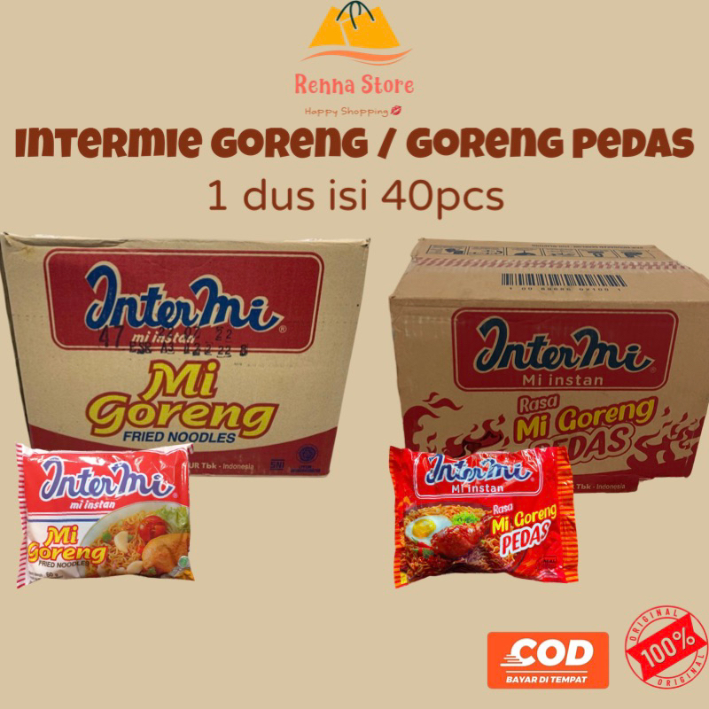 Jual INTERMIE Mi Goreng/ Goreng Pedas 60gr (1dus isi 40pcs) | Shopee ...
