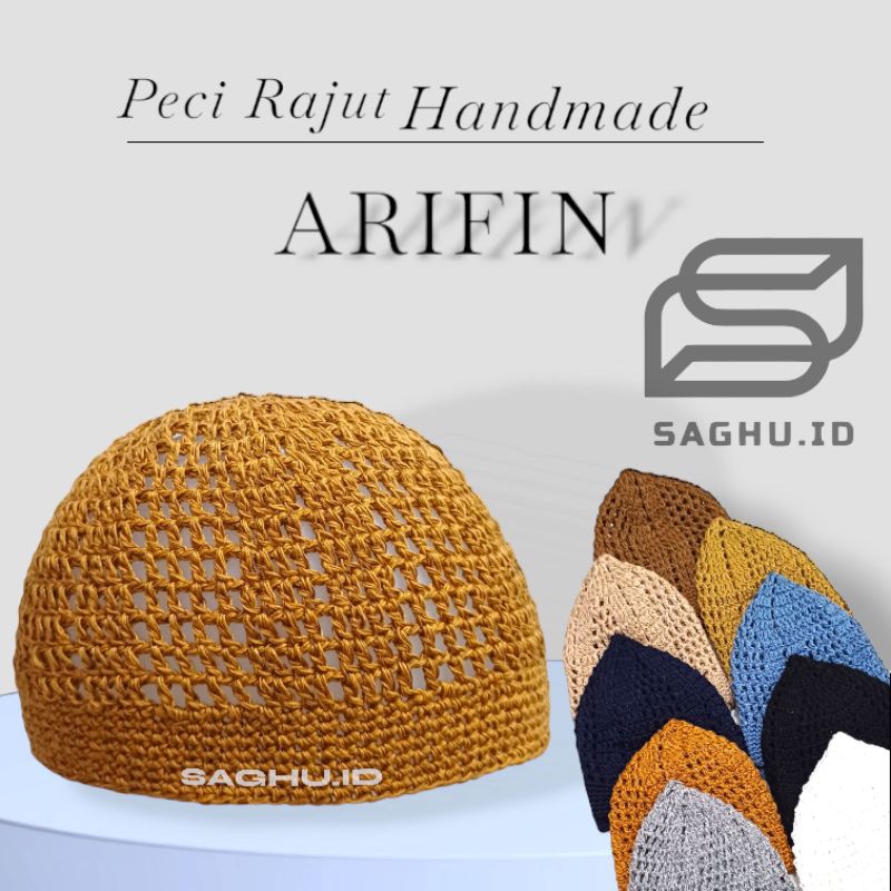 Jual Peci Rajut Arifin handmade tebal saghu.id kopiah songkok | Shopee ...