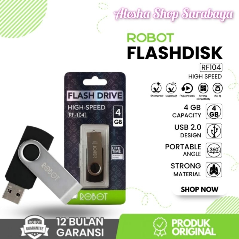 Jual ROBOT RF104 Flashdisk 4GB Real Capacity Flash Disk Plug and Play - Garansi Resmi 1 Tahun ...