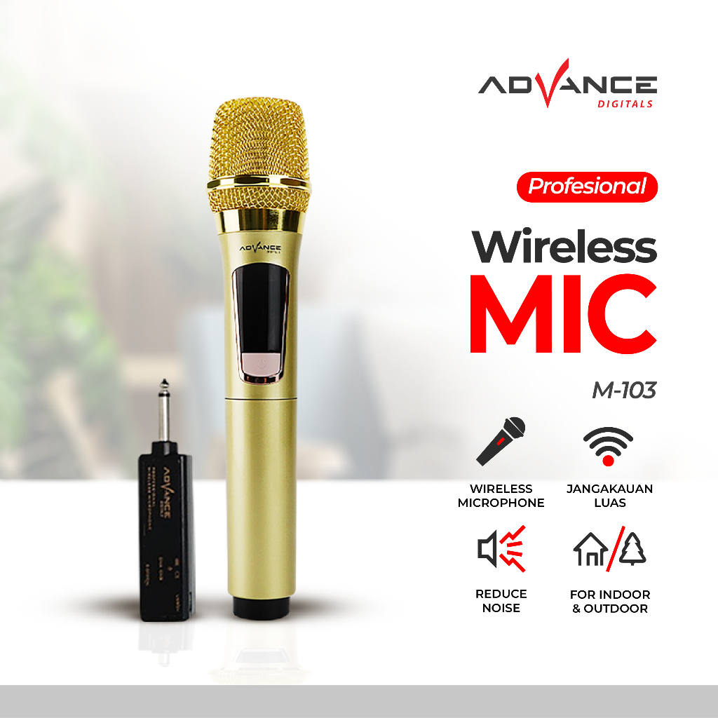 Jual 【COD】Advance Mic103 Microphone Profesional Mic Wireless Gold Can ...