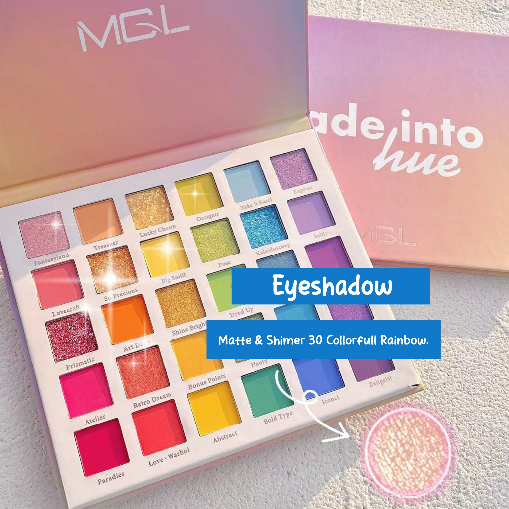 Jual [BPOM] MGL 30 Color Eyeshadow Palette Rainbow Sugar Matte Shimmer ...