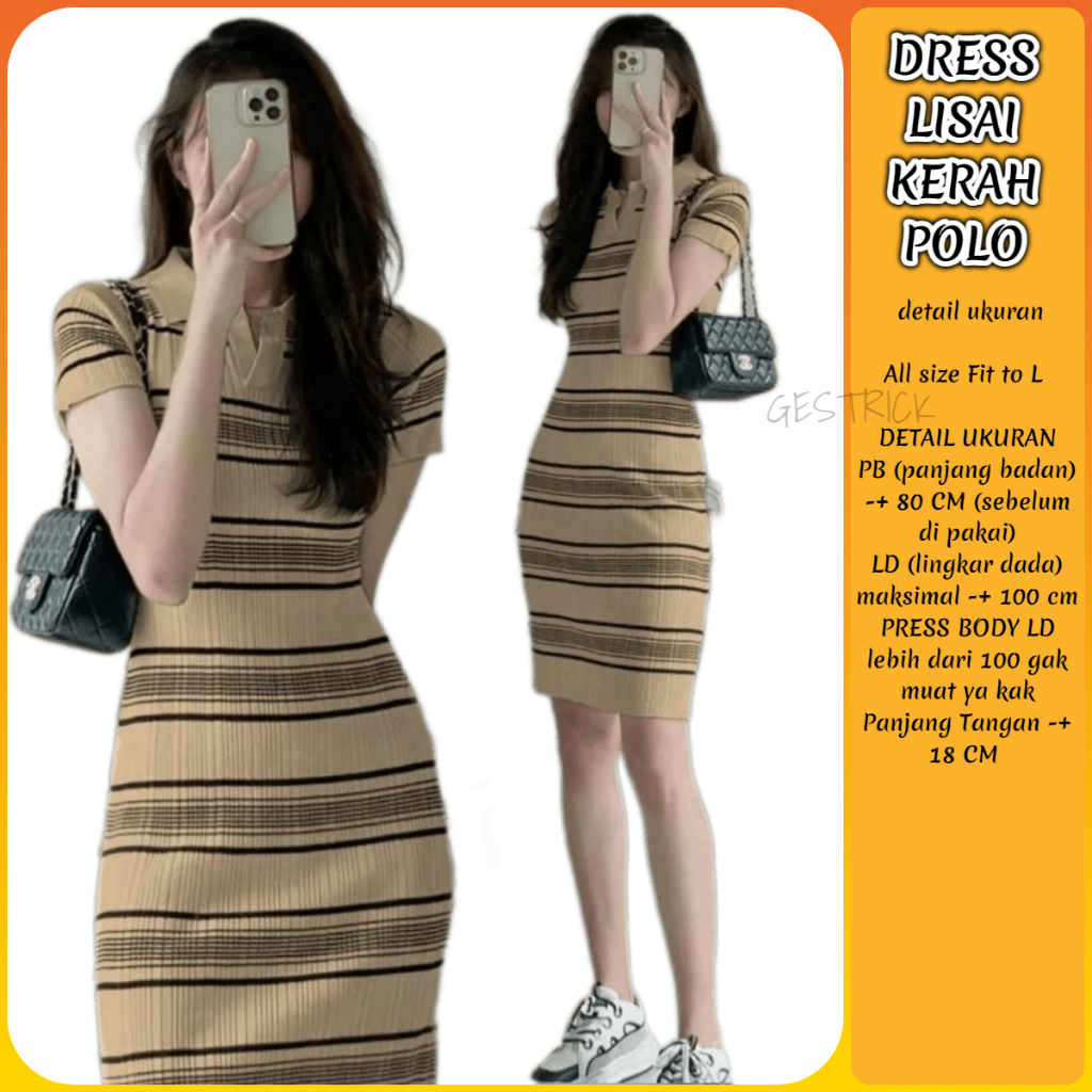 Jual DRESS RAJUT LISAII KERAH POLO SALUR -#GESTRICK | Shopee Indonesia