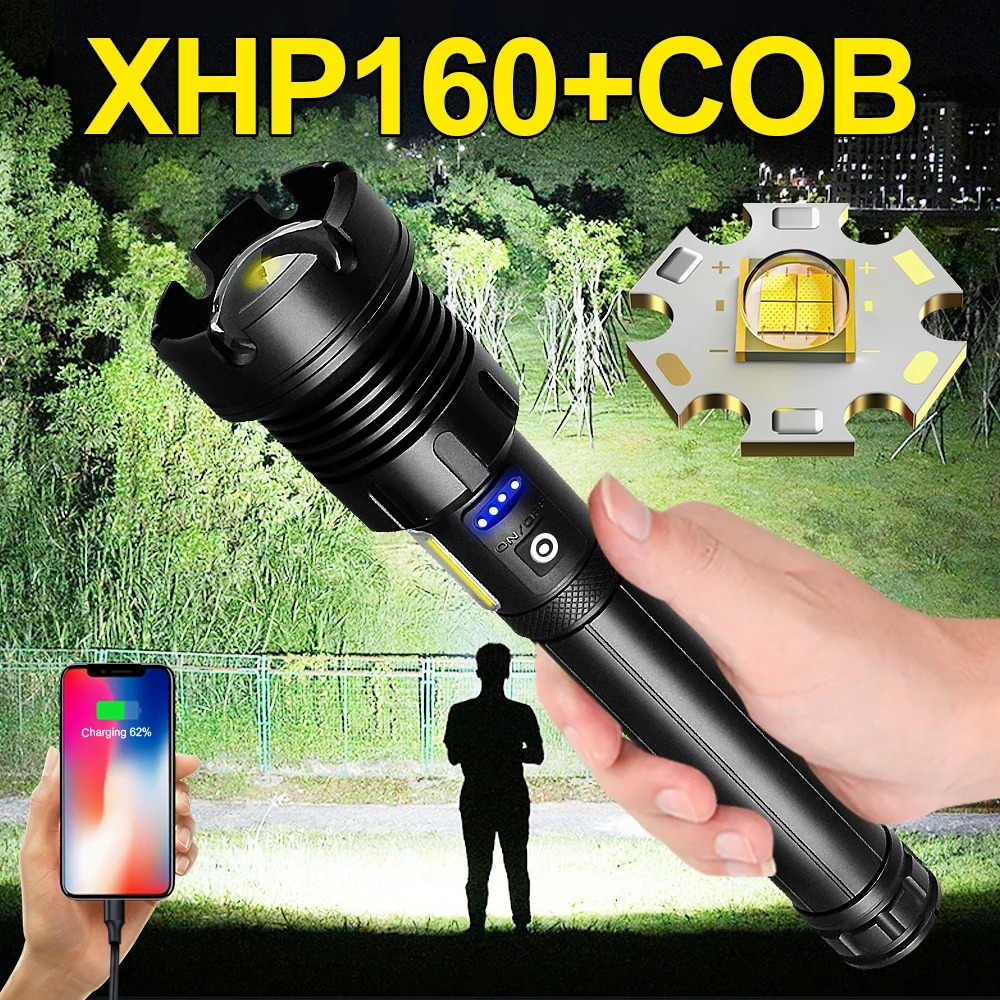 Jual Senter XHP160+COB Super Besar Super Terang Jarak Jauh Mode ...