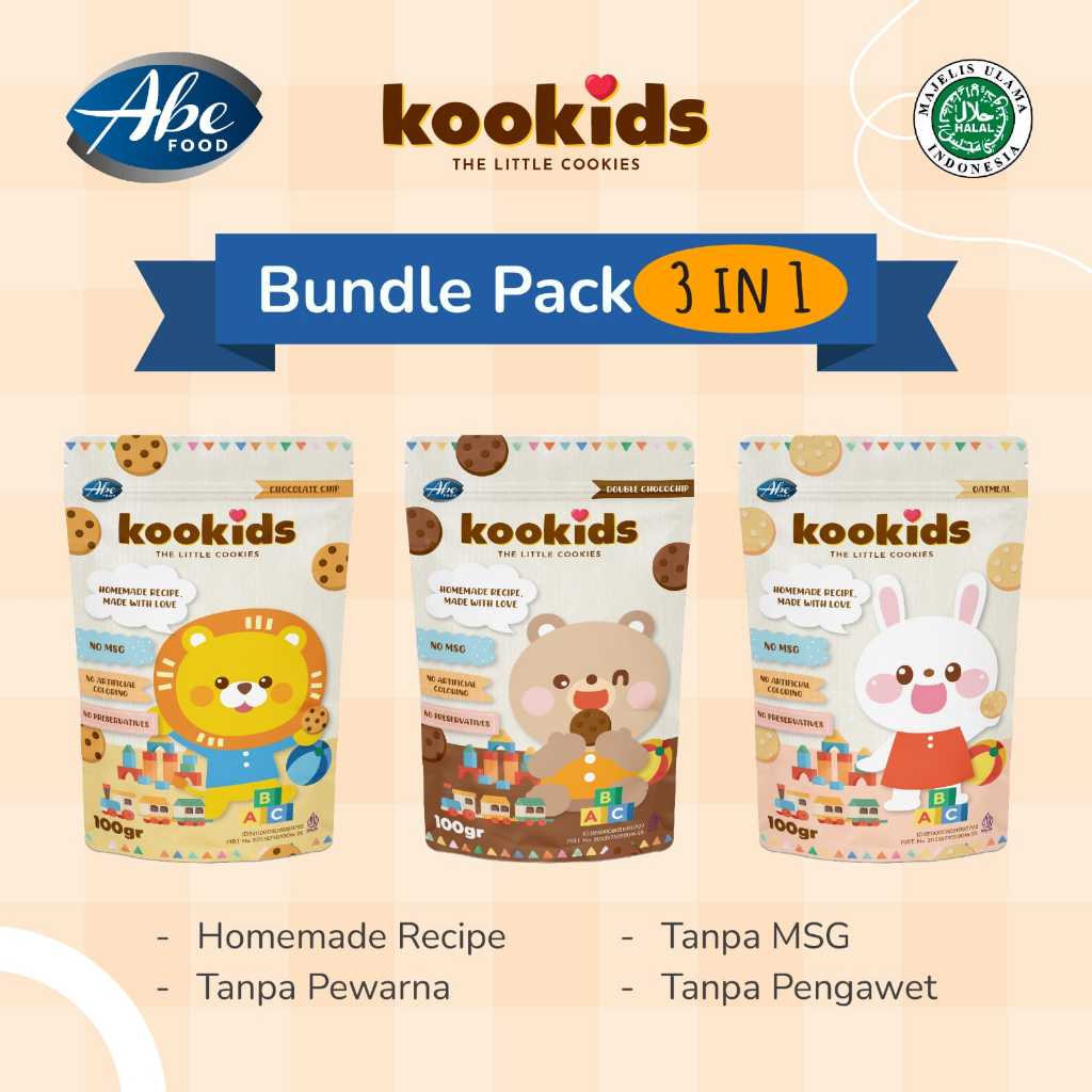 Jual Abe Food Kookids The Little Cookies Bundle 3 pcs All Variant ...