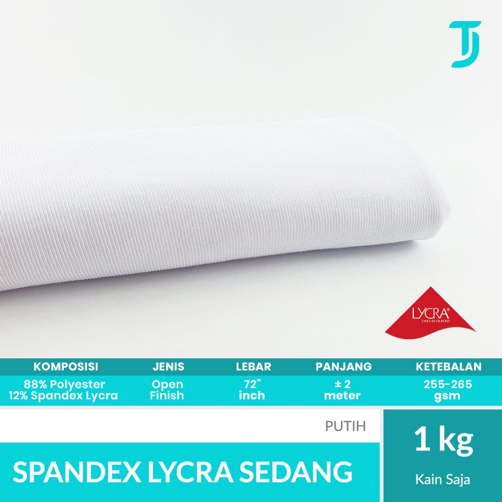 Jual Polyester SPANDEX LYCRA Sedang | PUTIH | Kain Bahan Jersey & Sport ...