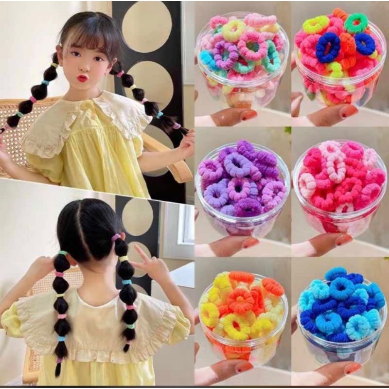 Jual Karet rambut anak cin cin toples model donat isi 80pcs | Shopee ...
