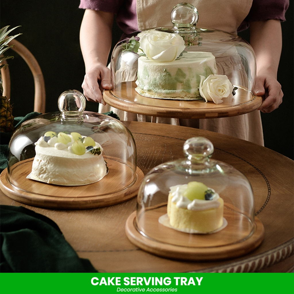 Jual Tempat Wadah Saji Kue Dessert Transparan / Cake Serving Tray Cream ...