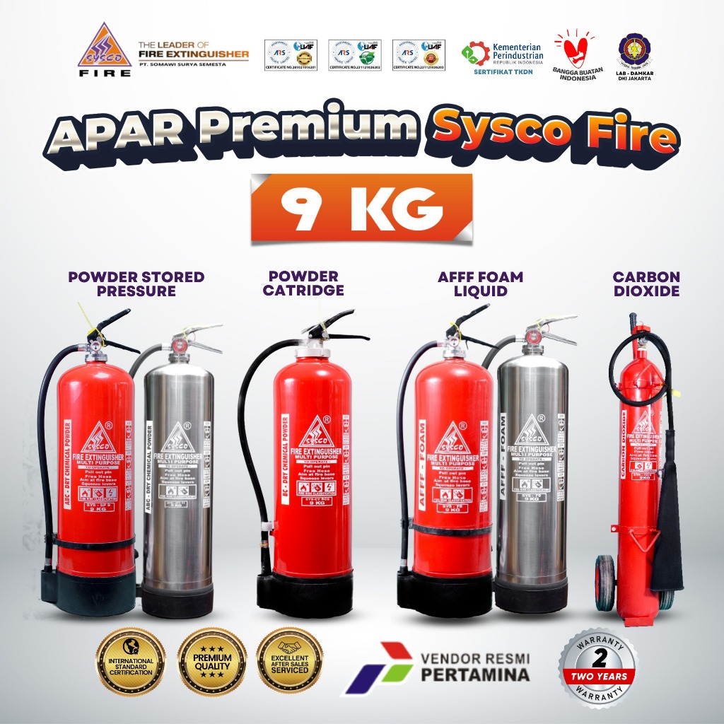 Jual APAR 9 Kg Premium SYSCO FIRE - FOAM / POWDER / CO2 - Alat Pemadam Api Kebakaran / Fire ...