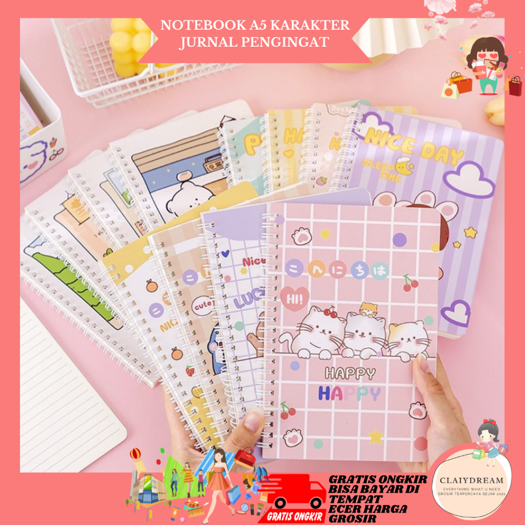 Jual CLAIYDREAM NOTEBOOK A5 BUKU TULIS SPIRAL BUKU CATATAN MOTIF LUCU ...