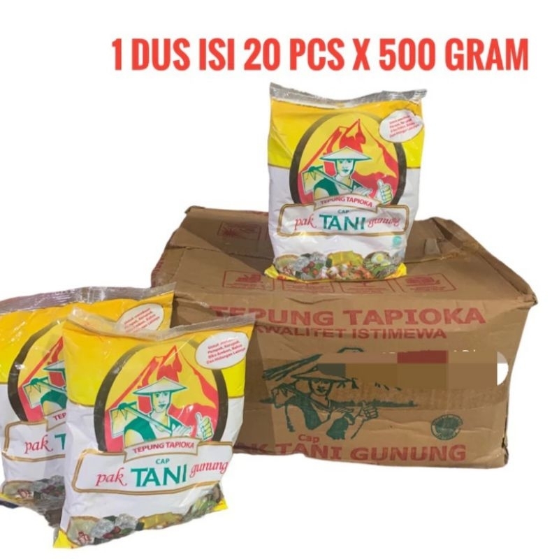 Jual 1 DUS TEPUNG TAPIOKA PAK TANI GUNUNG ( ISI 20 PCS × 500 GR ...