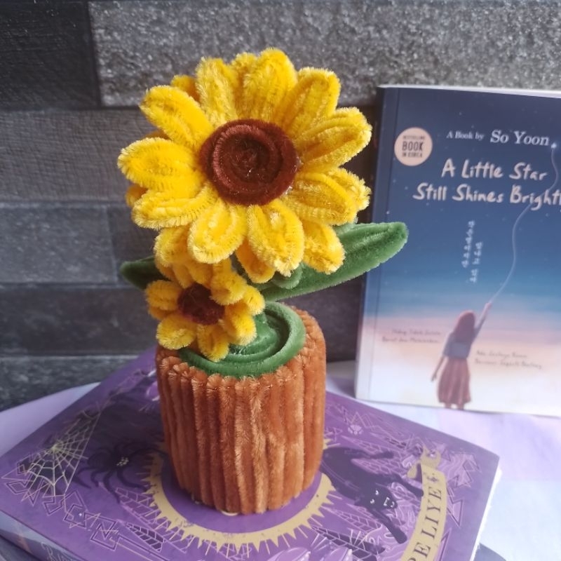 Jual Bunga Kawat Bulu Pot Mini Bunga Kawat Bulu Pipe Cleaner Bunga