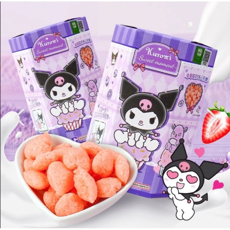 Jual Bandai Sanrio Kuromi Strawberry Yogurt Corn Crackers Puffed in ...