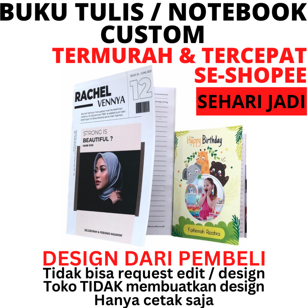 Jual Notebook Lucu / Buku Catata /Buku Tulis CUSTOM A5 A6 Ide Souvenir ...