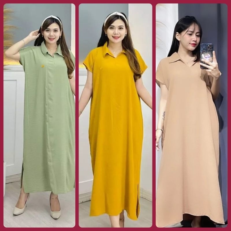 Jual dress aletha dress long dress bumil mama mudah cringkel airflow premium tebat tidak ...