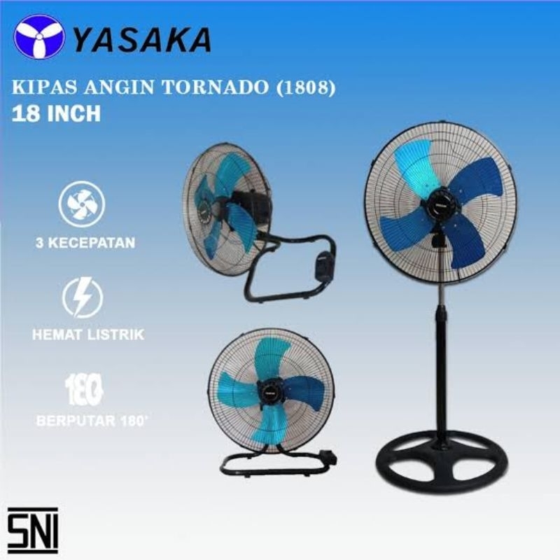 Jual Kipas Angin Besi TORNADO YASAKA 18 Inch 3 in 1 ( Tegak, Duduk dan Dinding ) | Shopee Indonesia