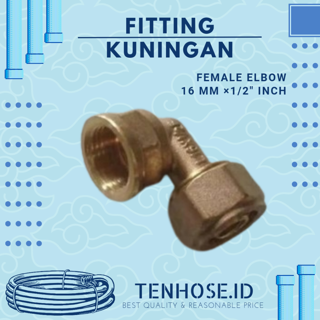 Jual Fitting Kuningan Female Elbow (Knee Drat Dalam) Ukuran 16 MM x 1/2" Inch Pipa Air Panas ...