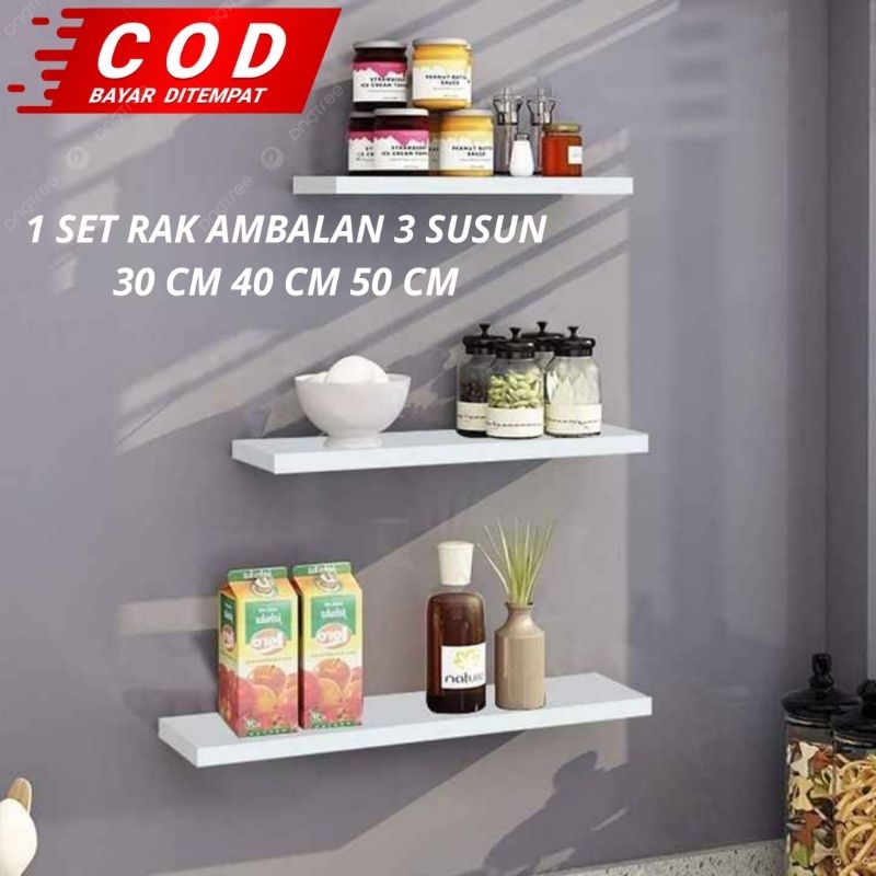 Jual Rak Ambalan Layang 3 Susun 30 Cm 40 Cm 50 Cm / Rak Ambalan Dinding ...