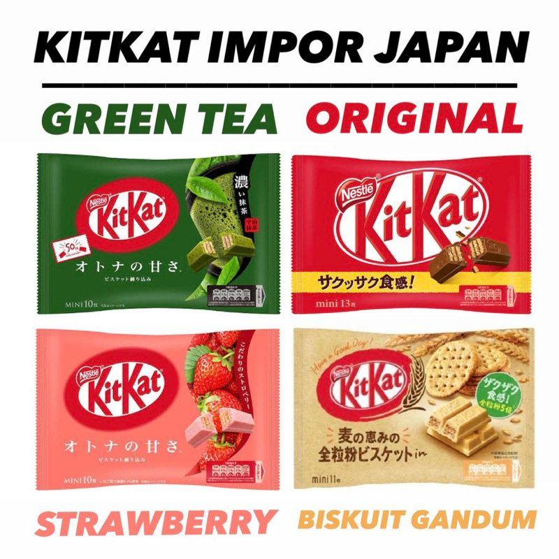 Jual KitKat Mini Green Tea / Strawberry / Gandum / Cokelat Impor Jepang ...