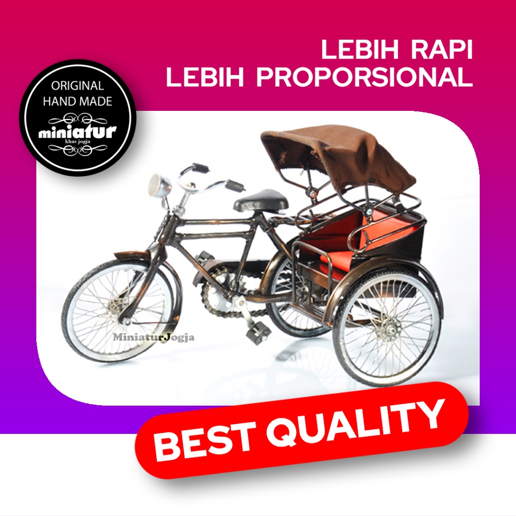Jual Miniatur Becak Medan dengan Atap - Becak Aceh Kerudung Atap ...