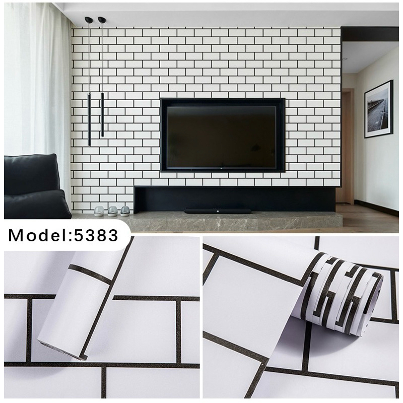 Jual Wallpaper Dinding Bata Putih Lis Hitam 9m s/d 10m x 45cm | Shopee ...