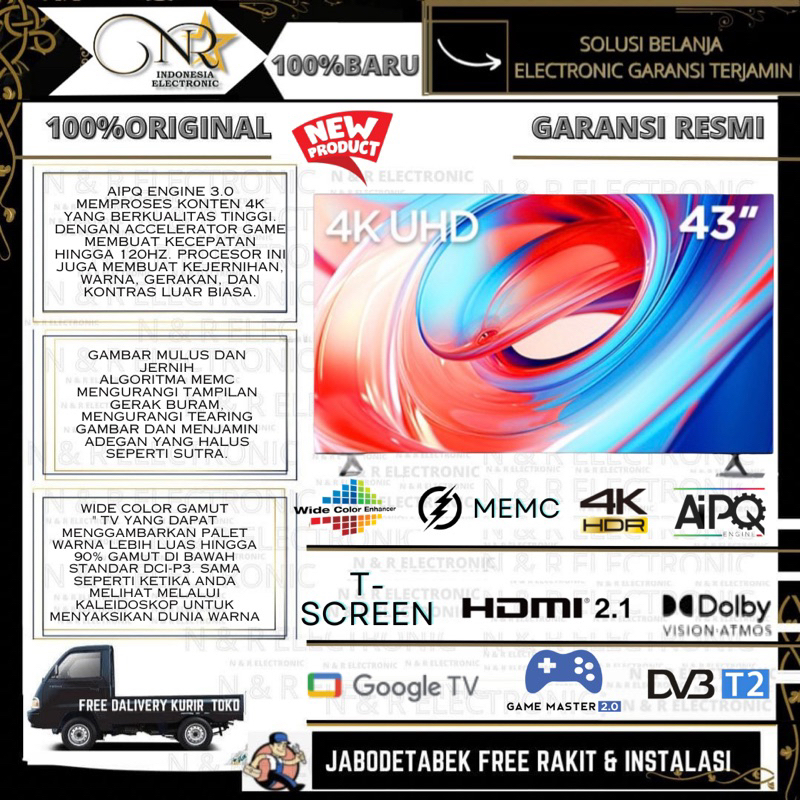 Jual TCL 43V6B 4KHDR SMART ANDROID TV 50”INCH 2024 - 50V6B | Shopee Indonesia