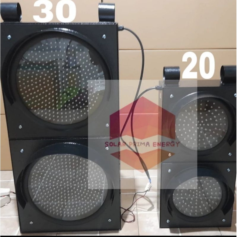 Jual Traffic Light Kuning rambu hati hati 2 aspek 2 sisi 30cm | Shopee ...