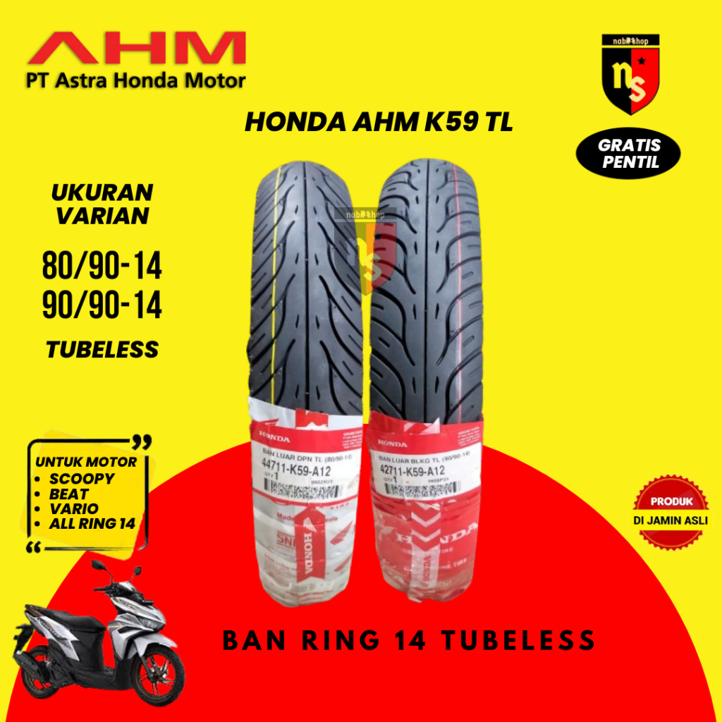 Jual Ban Federal Honda / AHM 90/90-14 Tubeless For Matic free pentil ...