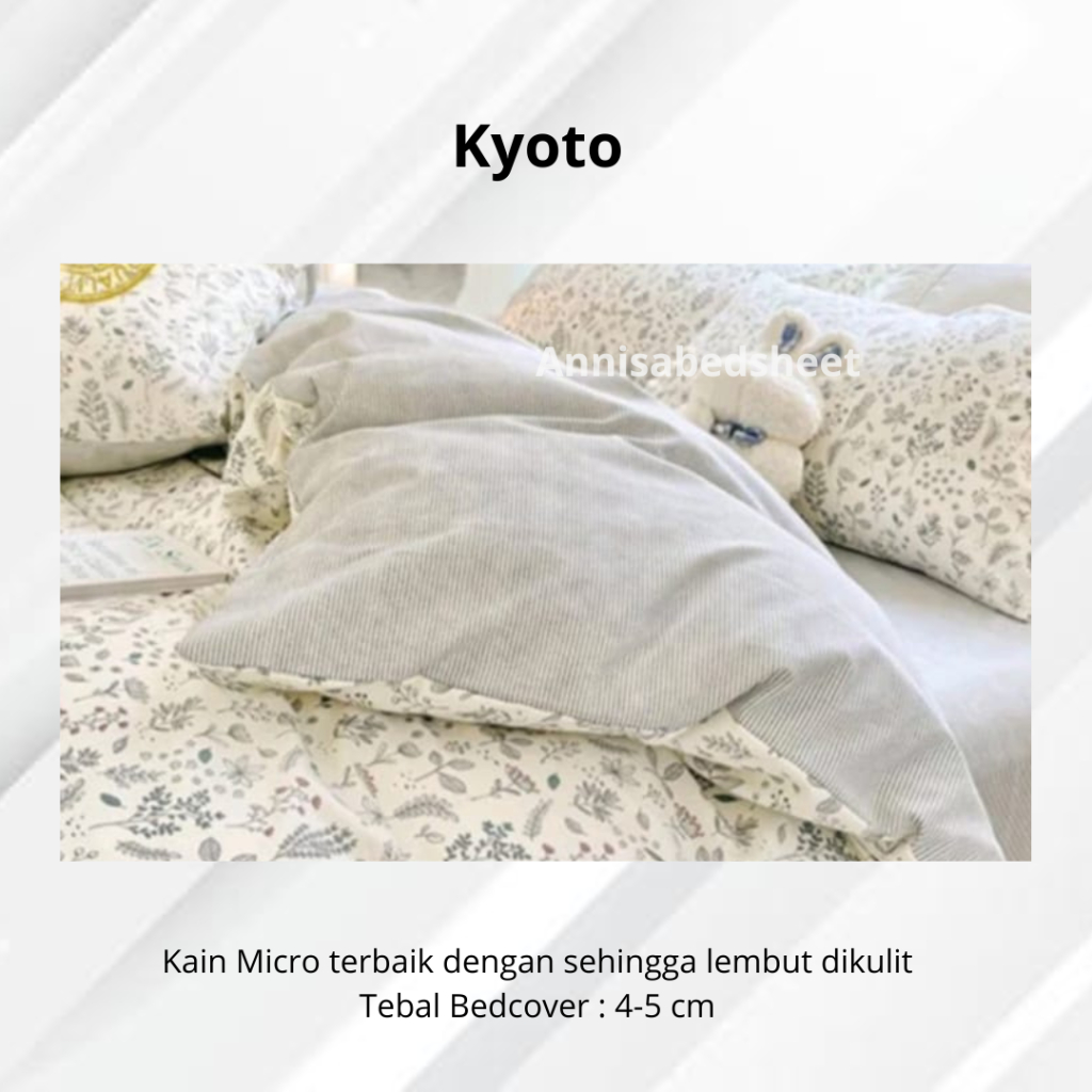 Jual Bed Cover Set Sprei Kyoto Mix Abu Muda Bunga Kecil Putih Uk 90x200 ...