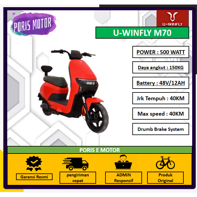 Jual SEPEDA LISTRIK U-WINFLY M70 BATTERY 48/12Ah GARANSI RESMI | Shopee ...