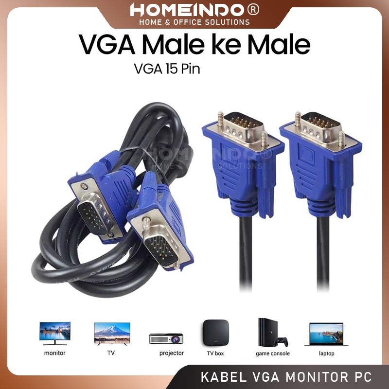 Jual Kabel VGA Komputer ke Monitor PC 15 Pin Male ke Male | Shopee Indonesia