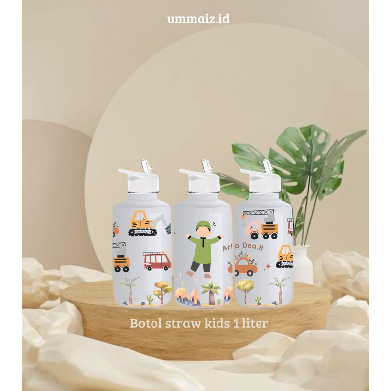 Jual Botol minum straw size 1000ml- free desain dan custom nama ...