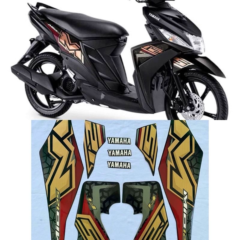 Jual Striping Lis sticker standar ORI yamaha mio m3 2024 hitam lis gold ...