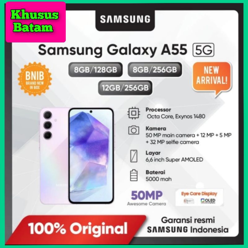 Jual SAMSUNG GALAXY A55 5G RAM 12GB/256GB 50MP Garansi Resmi (KHUSUS ...