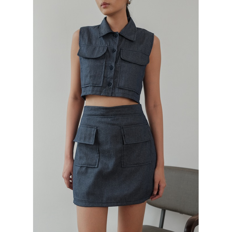 Jual Daphne Denim Set - Denim vest and skort set - setelan rok wanita ...