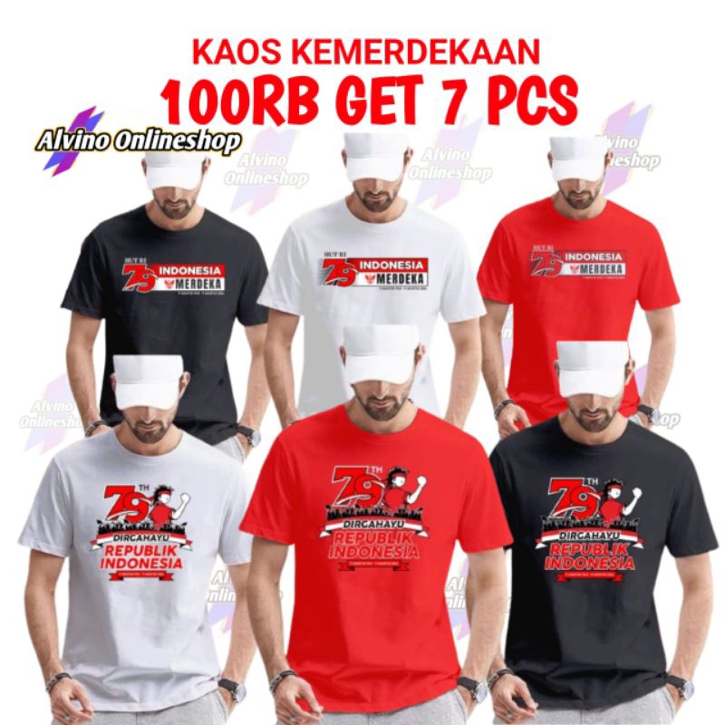 Jual ( 100RB GET 7 PCS) KAOS KEMERDEKAAN HUT 79Th / KAOS 17 AGUSTUS ...