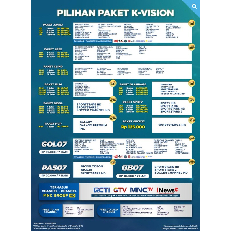 Jual paket kvision paket GOl 07 ( 7 hari ) | Shopee Indonesia