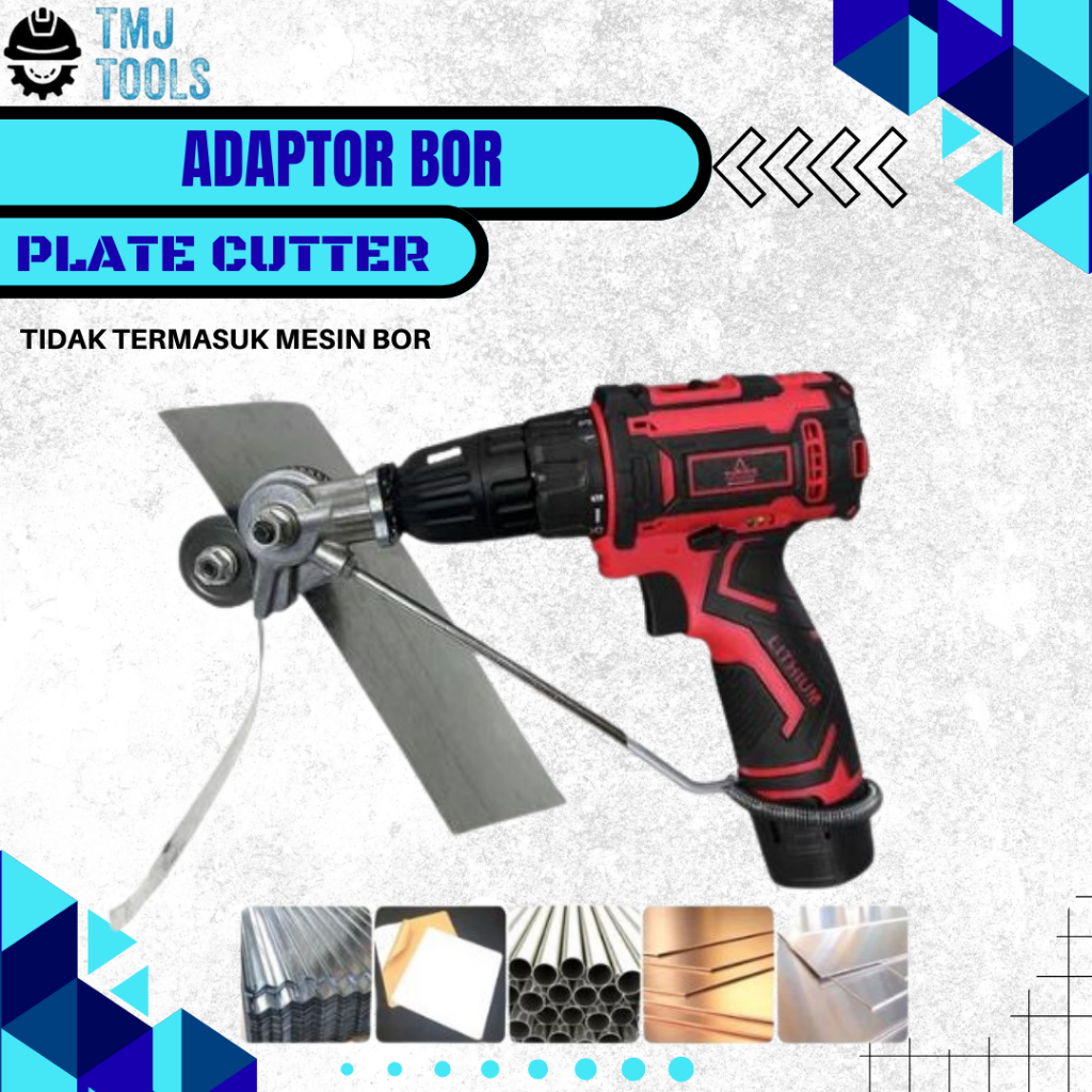 Jual Adapter Drill Plate Cutter Ubah Bor ke Potong Gunting Plat Besi Baja Metal Pemotong Seng ...