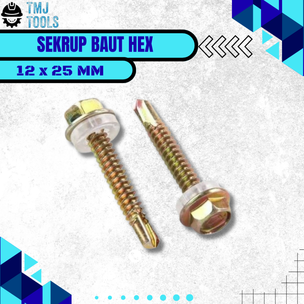 Jual Self Drilling Screw SDS 12 x 25 Sekrup Baut Hex Atap Baja Ringan ...