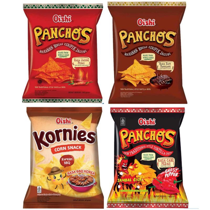 Jual Oishi Panchos snack tortila Kornies corn Jagung Pedas Sapi ...