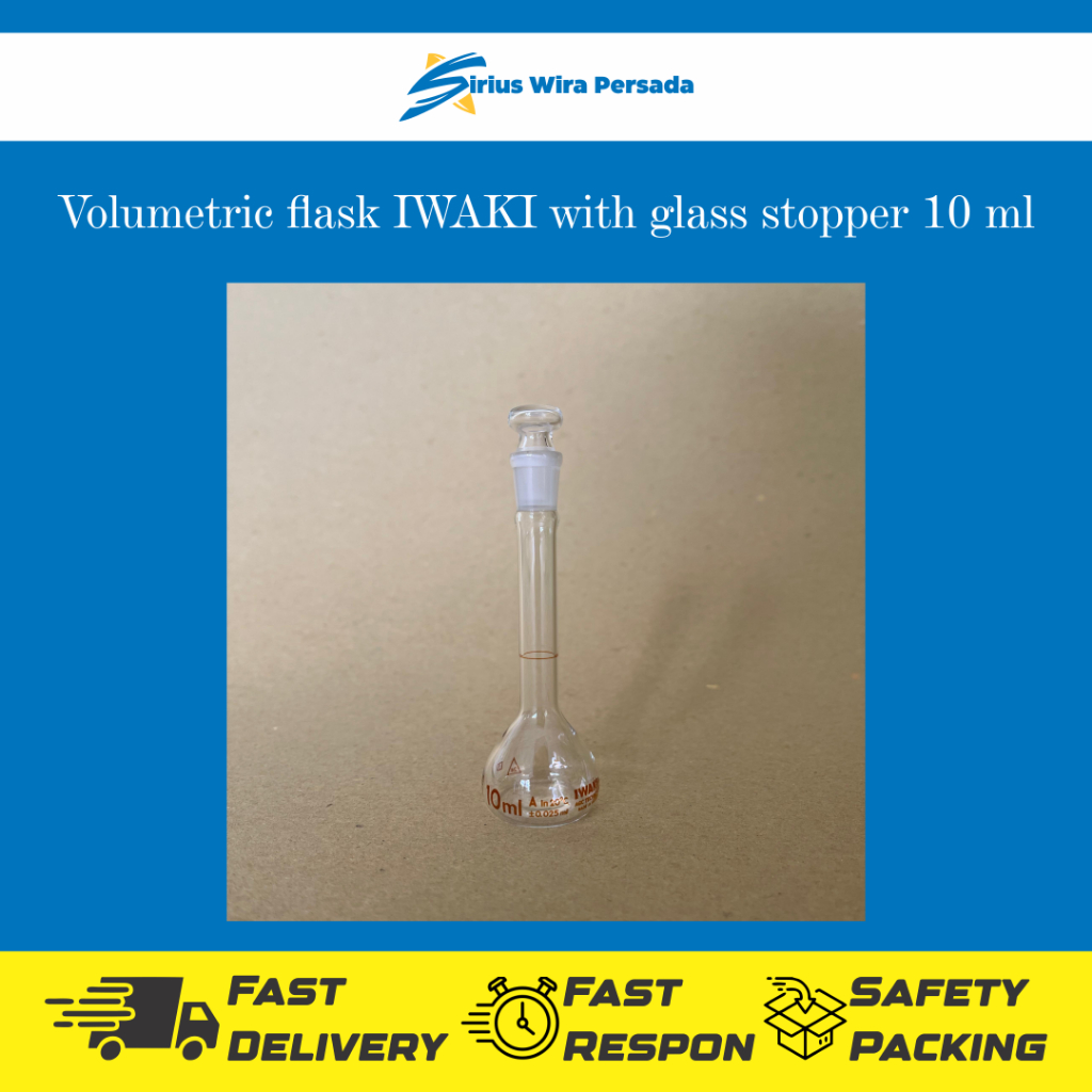 Jual Volumetric Flask With Glass Stopper IWAKI / Labu Ukur Dengan Glass Stopper | Shopee Indonesia