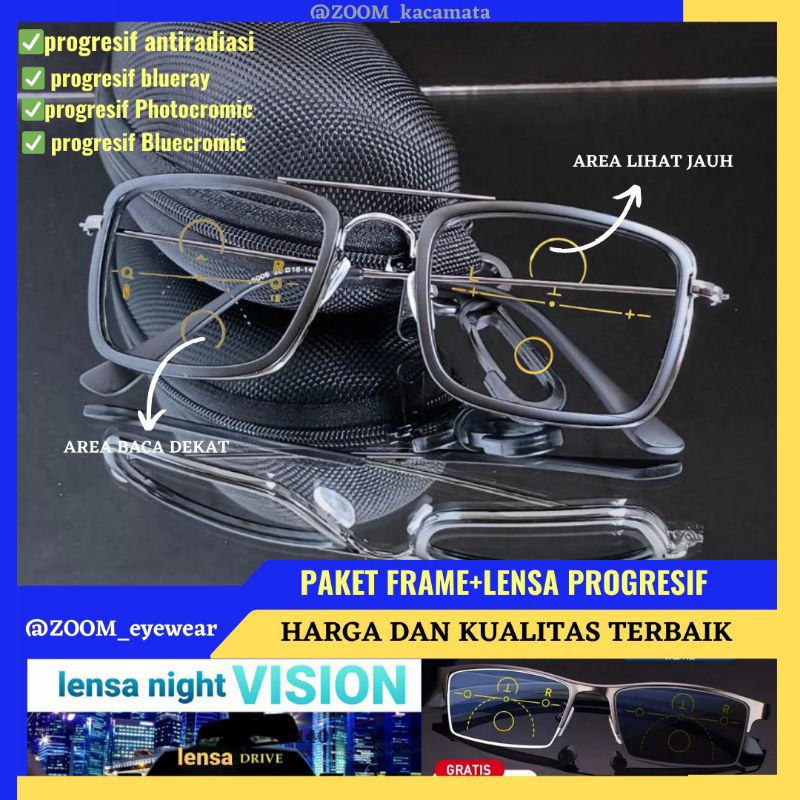 Jual PROGRESIVE-Kacamata Pria Bluecromic 3 IN 1 | Kacamata Baca Jauh Dekat | Kacamata Progresfi ...
