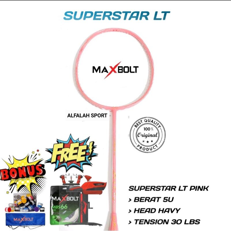 Jual Raket Badminton MAXBOLT SUPERSTAR LT NEW ORIGINAL (SIAP PAKAI ...