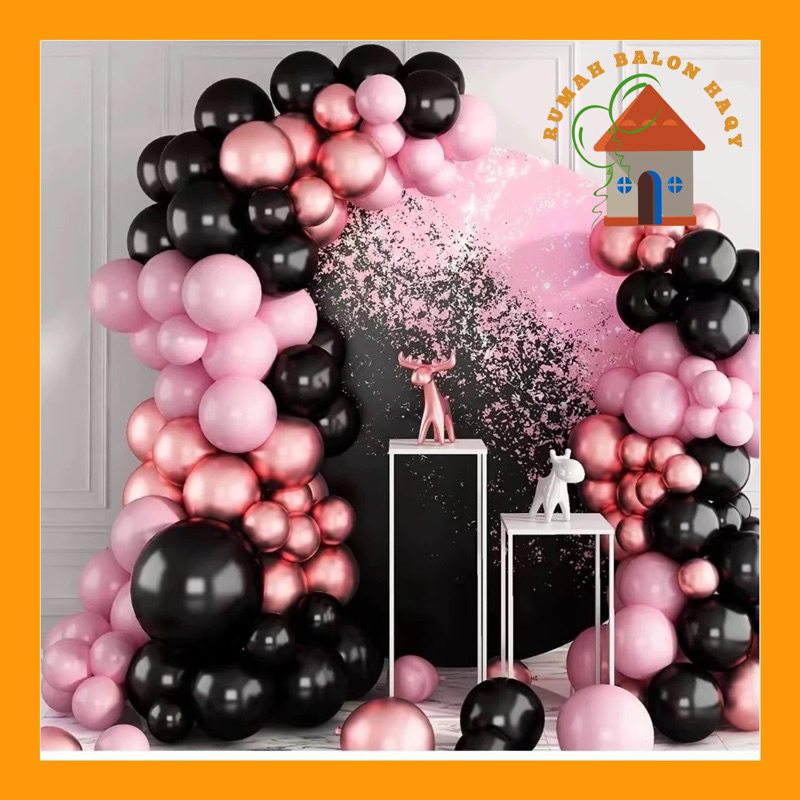 Jual (99 pcs) SET PAKET BALON DEKORASI ULANG TAHUN TEMA: BLACK PINK ...