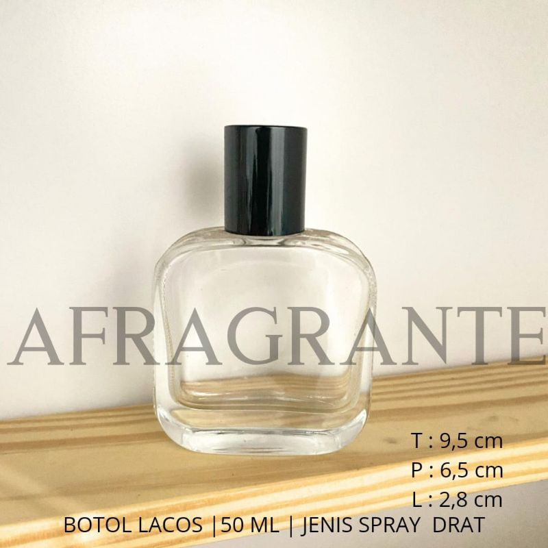 Jual botol parfum lcs 50 ml drat bening tutup hitam- botol parfum isi ...