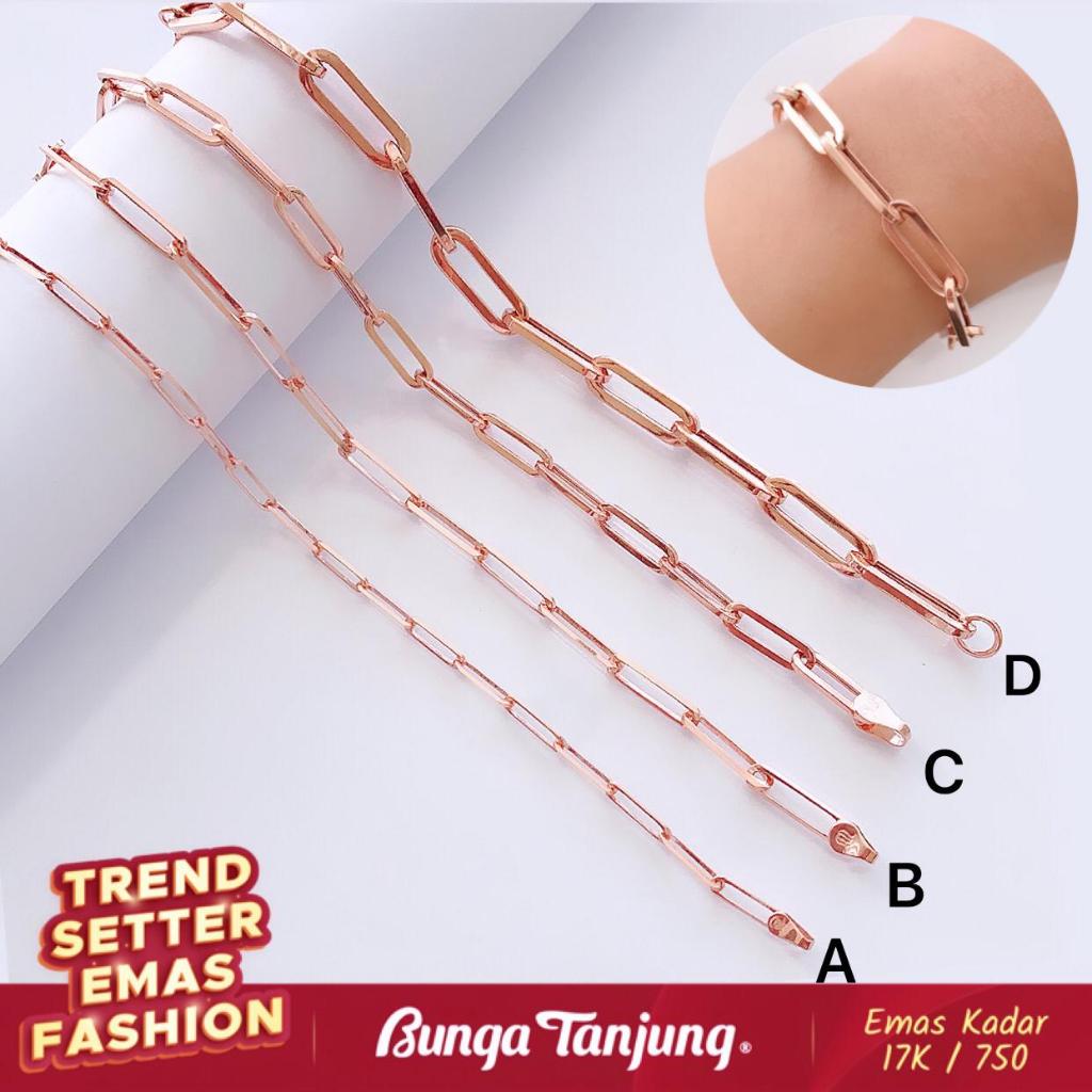 Jual GELANG RANTAI PAPERCLIP VARIASI - EMAS 17K - BUNGA TANJUNG GOLD ...