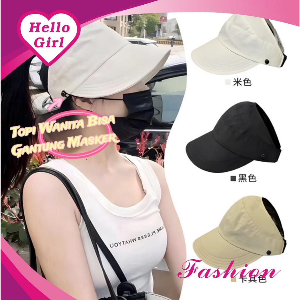 Jual (Hello Girl) MZ59 Topi wanita Pelindung UV/Topi Terbaru Gaya Korea ...